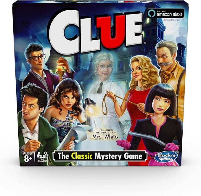 Hasbro Clue Game; Incudes The Ghost Of Mrs. White; compatible con Alexa (exclusivo de Amazon ...