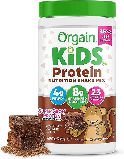 Orgain Mezcla de batido de proteína en polvo para niños, brownie de chocolate, 0.28 oz de ...