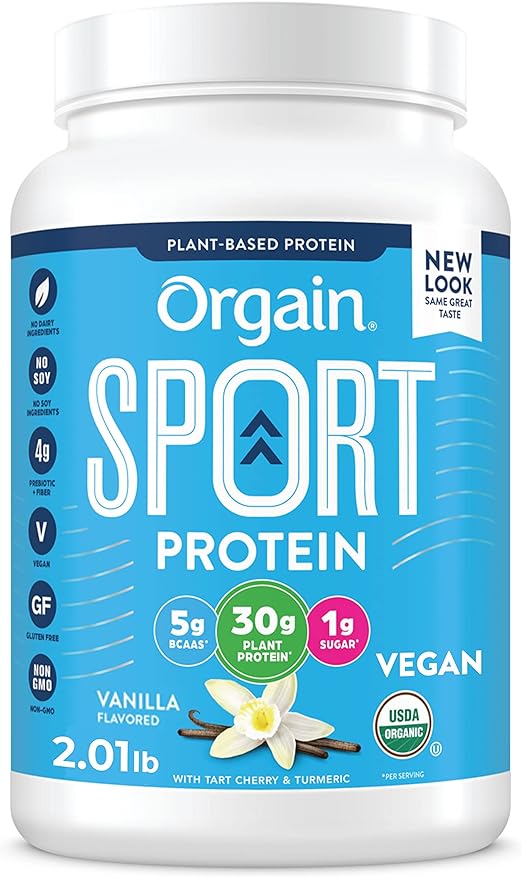 Orgain Vanilla Sport - Proteína en polvo a base de plantas, 1.06 oz de proteína, hecha con ...