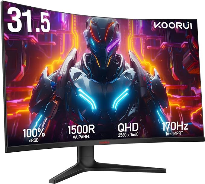 KOORUI Monitor curvo para juegos de 32 pulgadas - QHD (2560 x 1440 ...