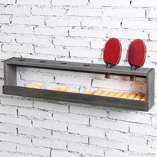 MyGift Wall Mounted Vintage Wood Ping Pong Paddle Table Tennis Racket ...