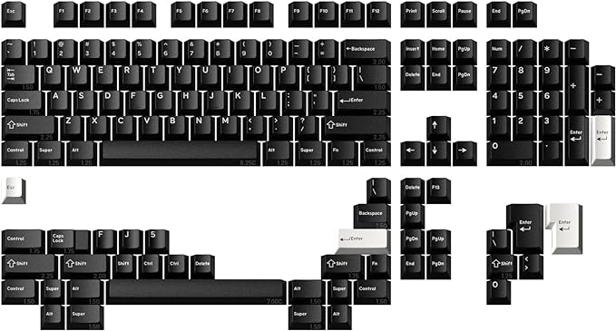 DROP DCX White-on-Black Keycap Set, Doubleshot ABS, Cherry MX Style ...