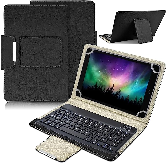 DETUOSI Funda universal para tablet Android de 10.1 pulgadas con teclado, teclado Bluetooth ...