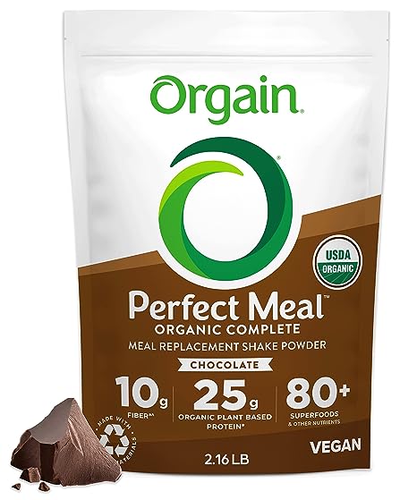 Orgain Proteína en polvo orgánica perfecta para sustituir comidas, chocolate, 0.88 onzas de ...
