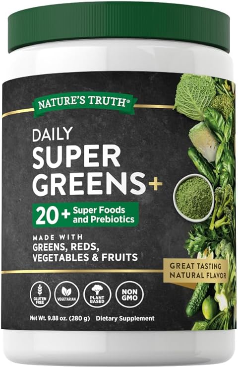 Nature's Truth Super Greens - Suplemento en polvo | Mezcla de superalimentos de frutas y ...